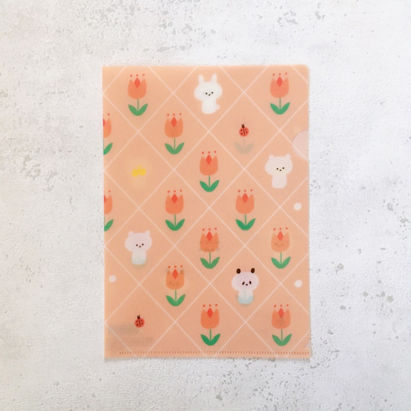 mizutama's A5 Size Clear File Folder (Tsutaya Limited) - Tulips and Animals 4589558865881